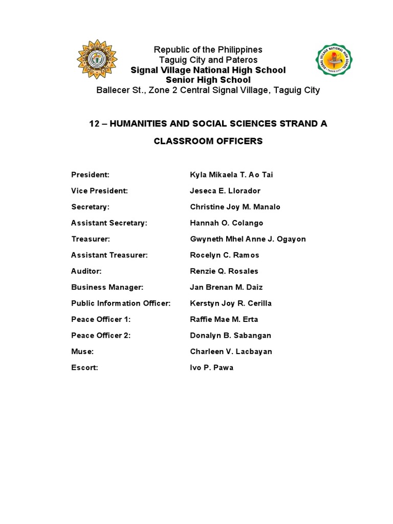 Signal Village National High School Senior High School: Republic of The ...