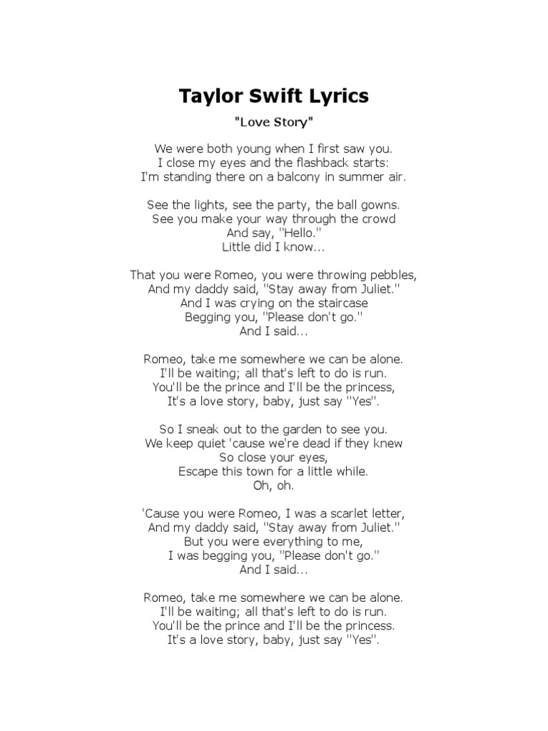 Taylor Swift Lyrics | PDF
