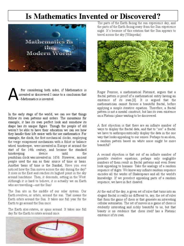 Is Mathematics Invented or Discovered? | Download Free PDF | Sun | Clock