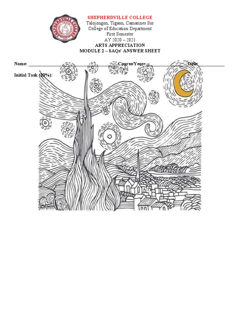 Arts Appreciation Module 2 - Saqs' Answer Sheet Name: - Course/Year ...