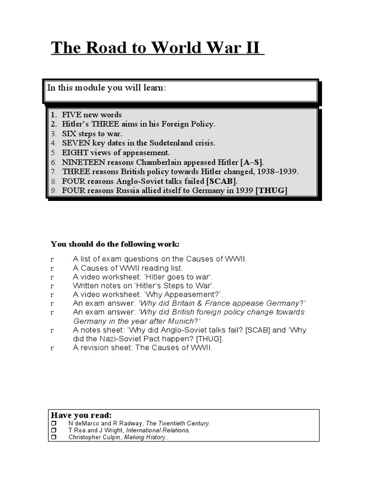 Road To World War II | PDF | Neville Chamberlain | Adolf Hitler
