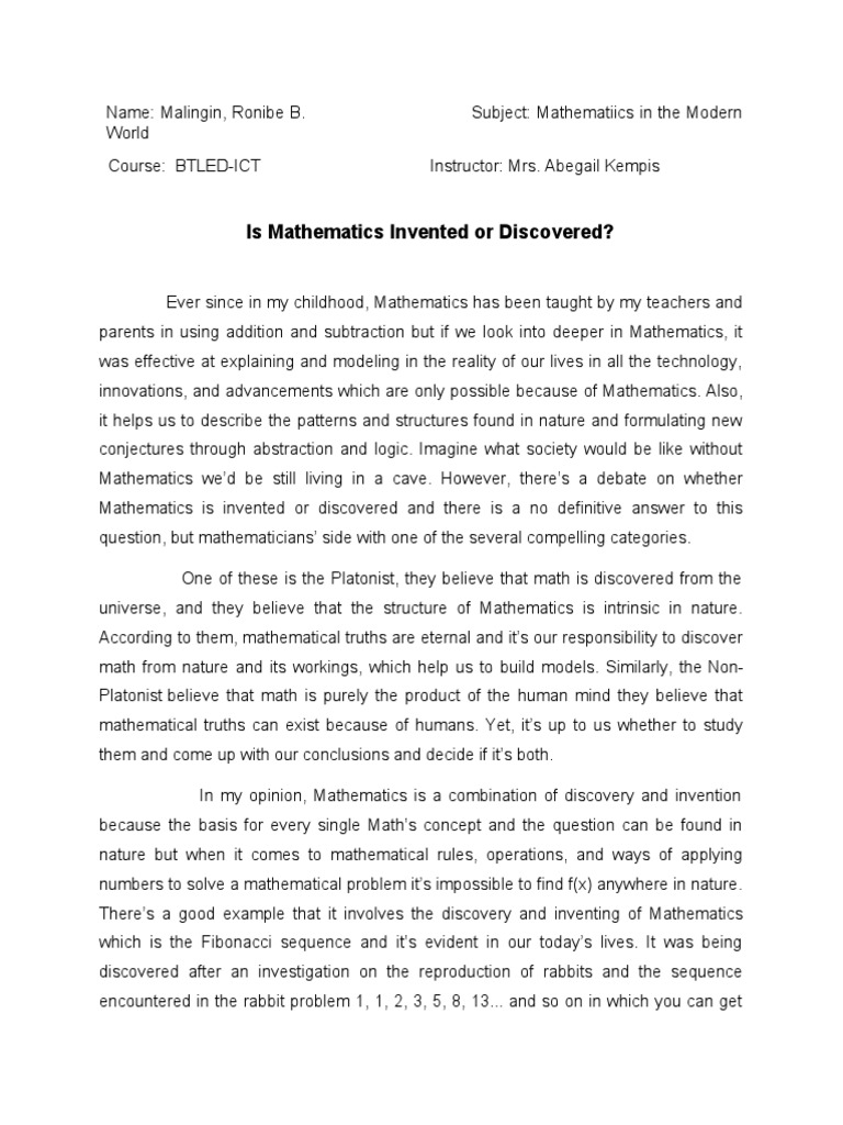 Is Mathematics Invented or Discovered? | Download Free PDF | Numbers ...