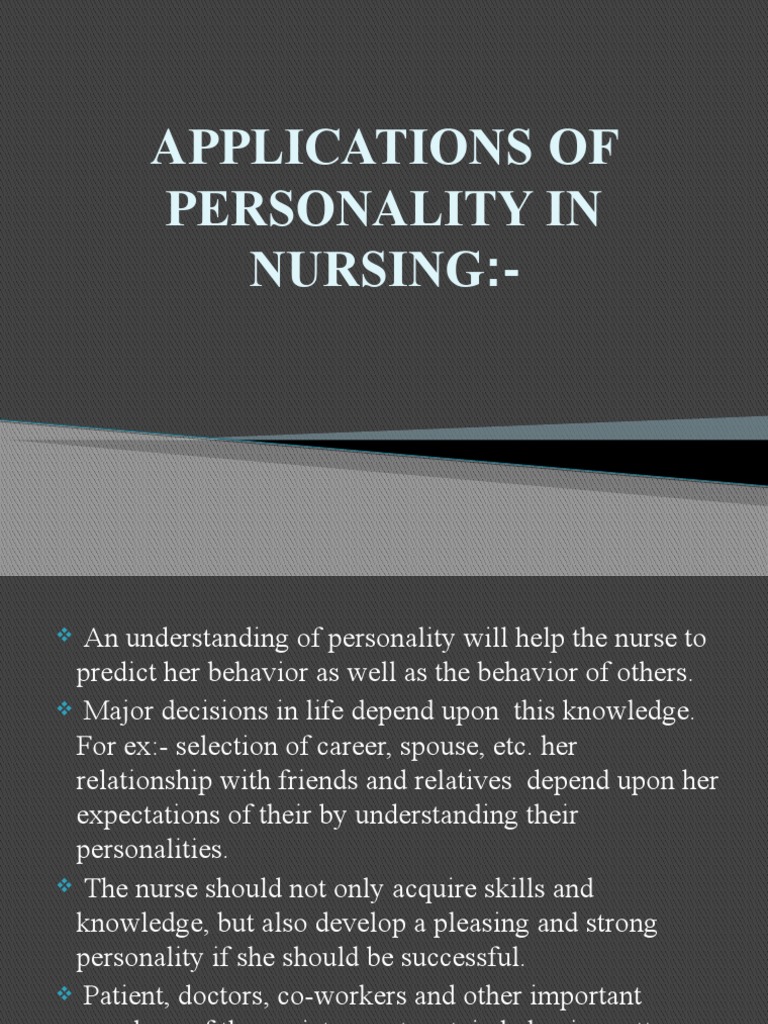 Applications of Personality in Nursing | PDF