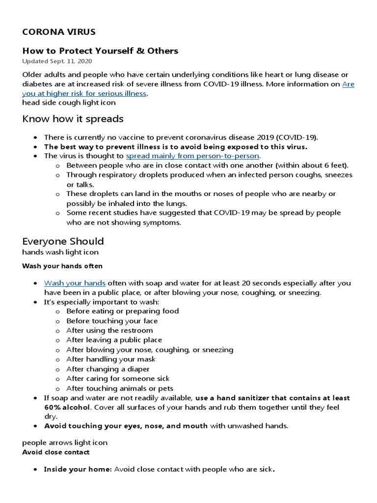 How To Prevent Corona Virus | PDF | Influenza | Diseases And Disorders