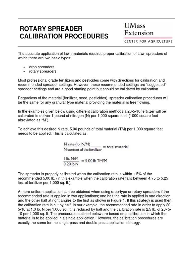 Rotary Spreader Calibration Procedures | PDF | Calibration | Weight