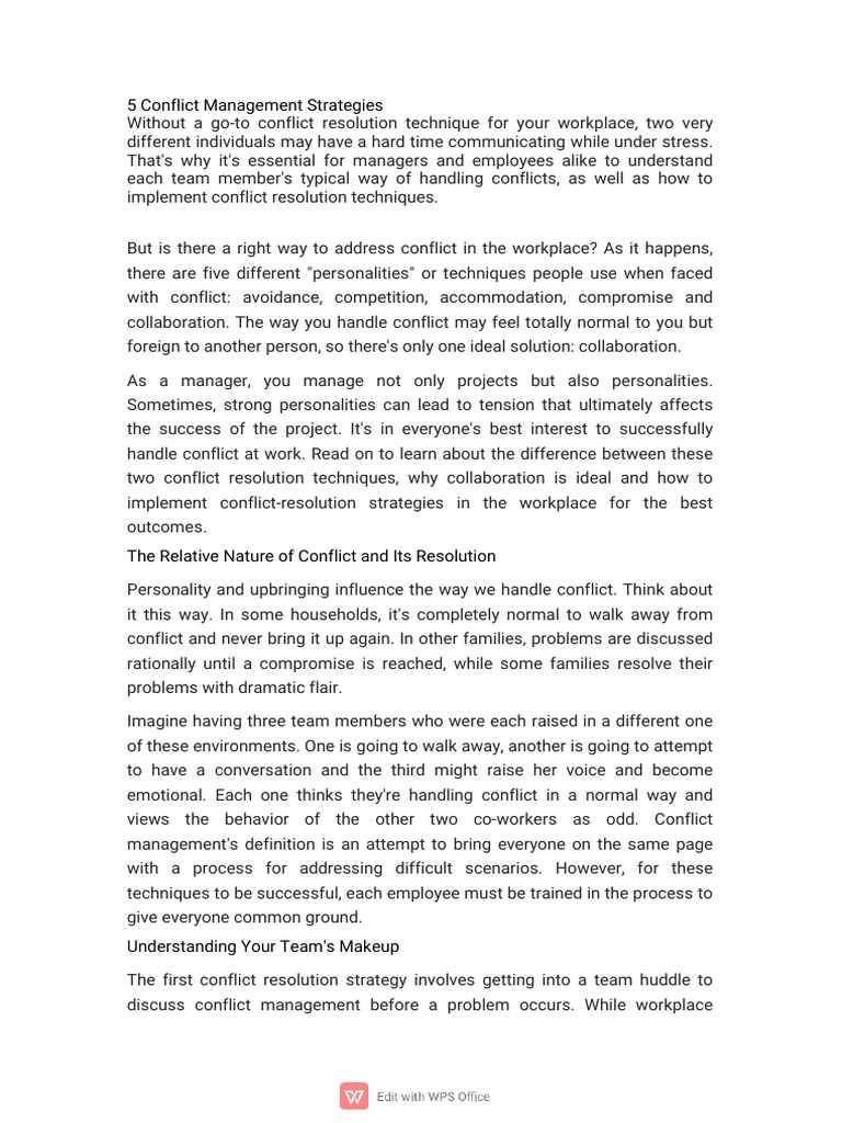 5 Conflict Management Strategies | PDF | Nature