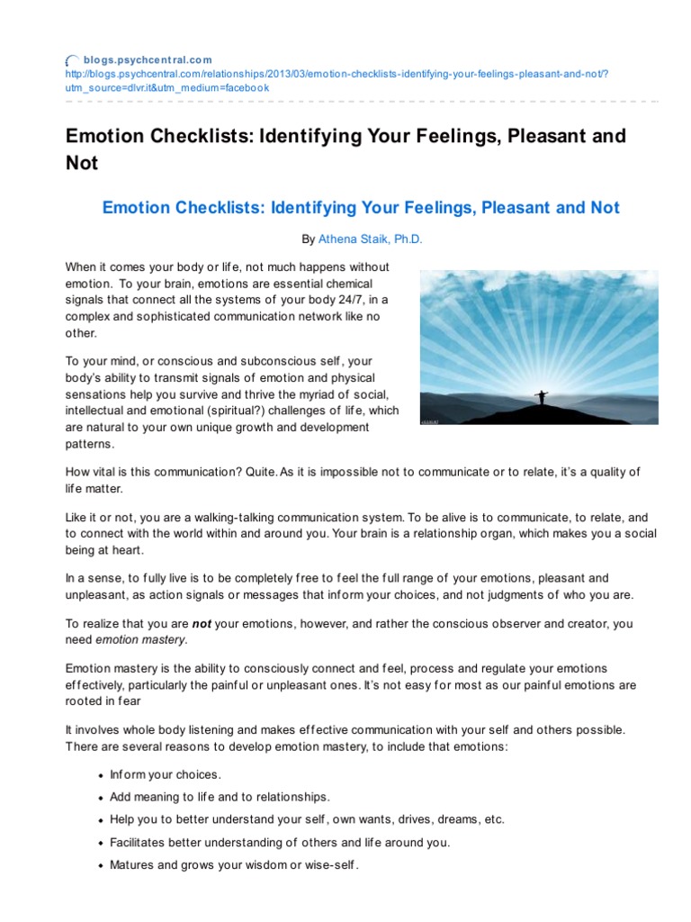 Emotion Checklist | PDF