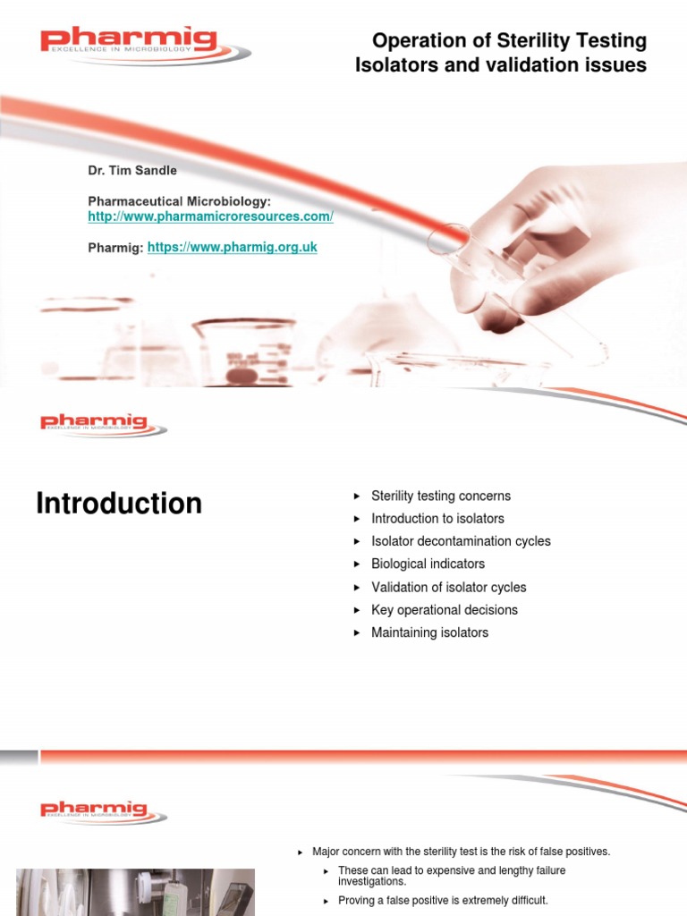 Operation of Sterility Testing Isolators and Validation Issues | PDF ...