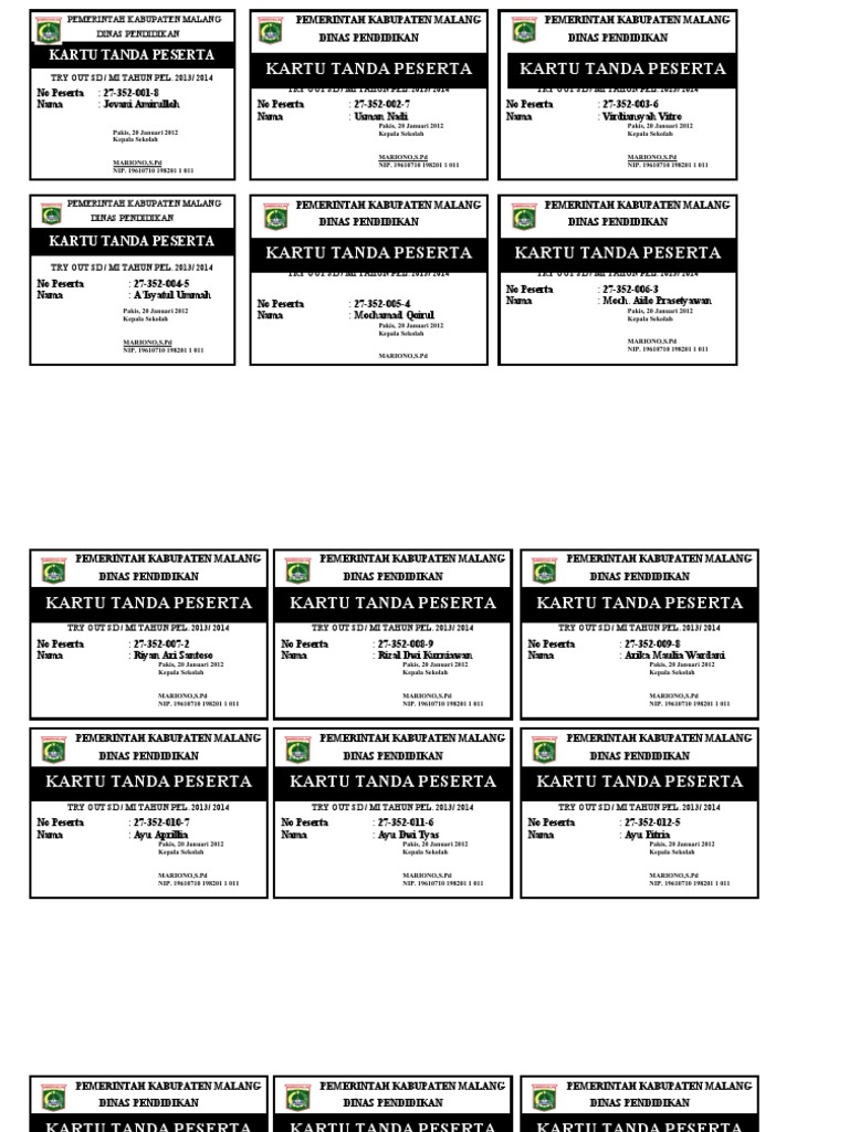 Kartu Tanda Peserta | PDF