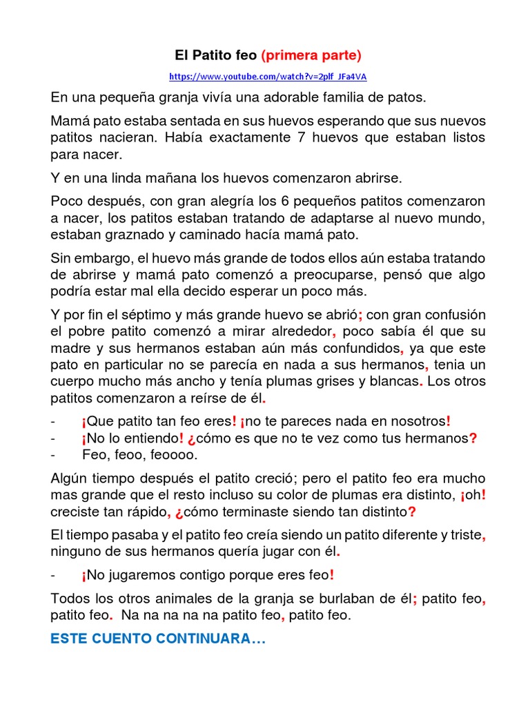 El Patito Feo: Primera Parte | PDF | Libros para adolescentes