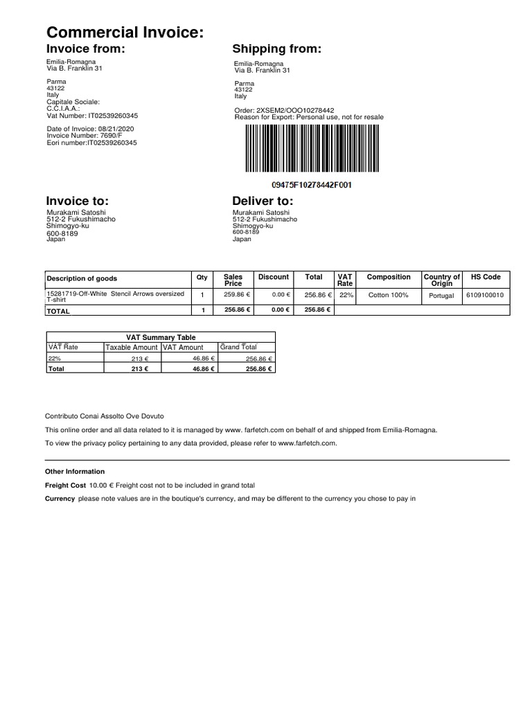 Commercial Invoice:: Invoice From: Shipping From | PDF | Value Added ...