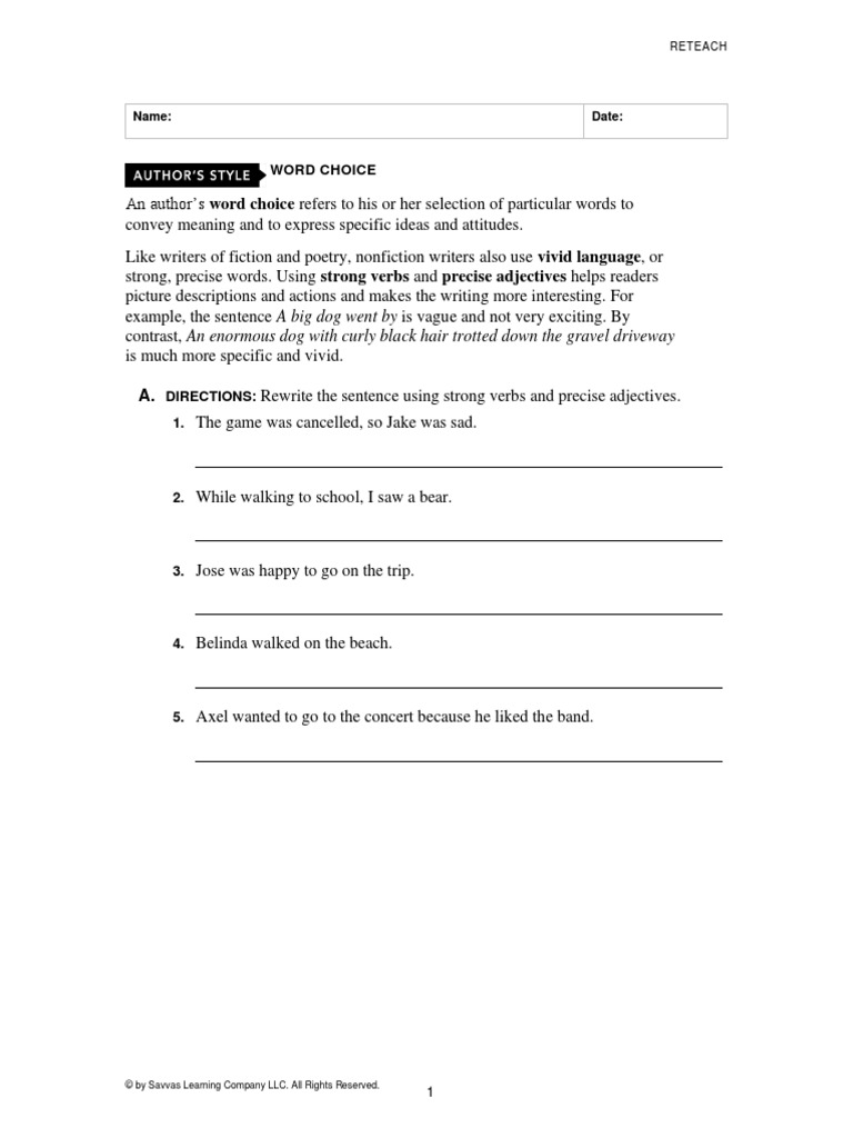 Vivid Words RP | PDF | Adjective | Verb