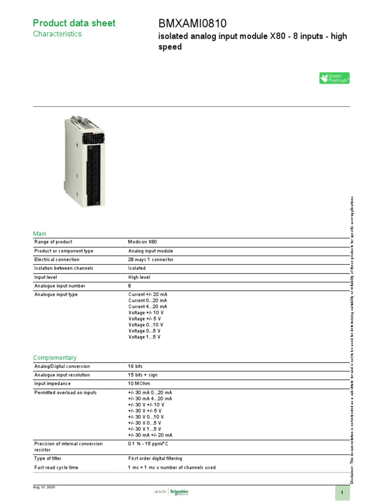 Modicon X80 Analog Input Module | PDF | Analogue Electronics | Computer ...