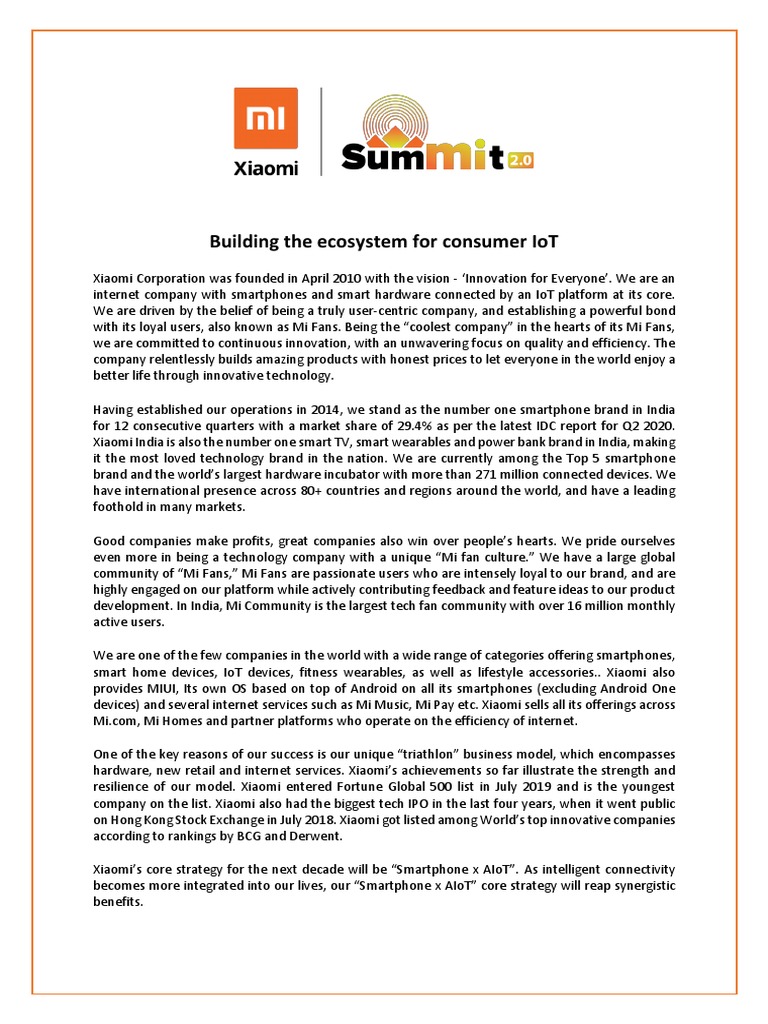 Expanding the Ecosystem: Recommendations for Xiaomi's Consumer IoT ...