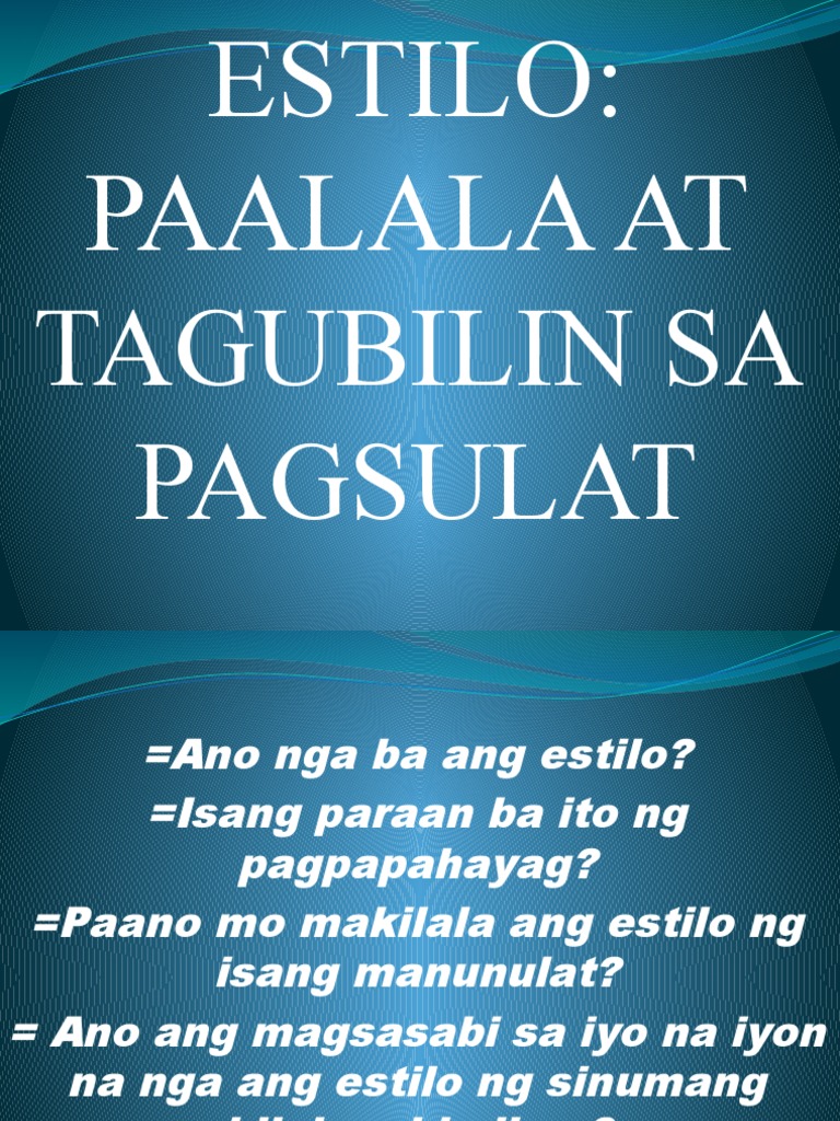 Estilo NG Pagsulat | PDF