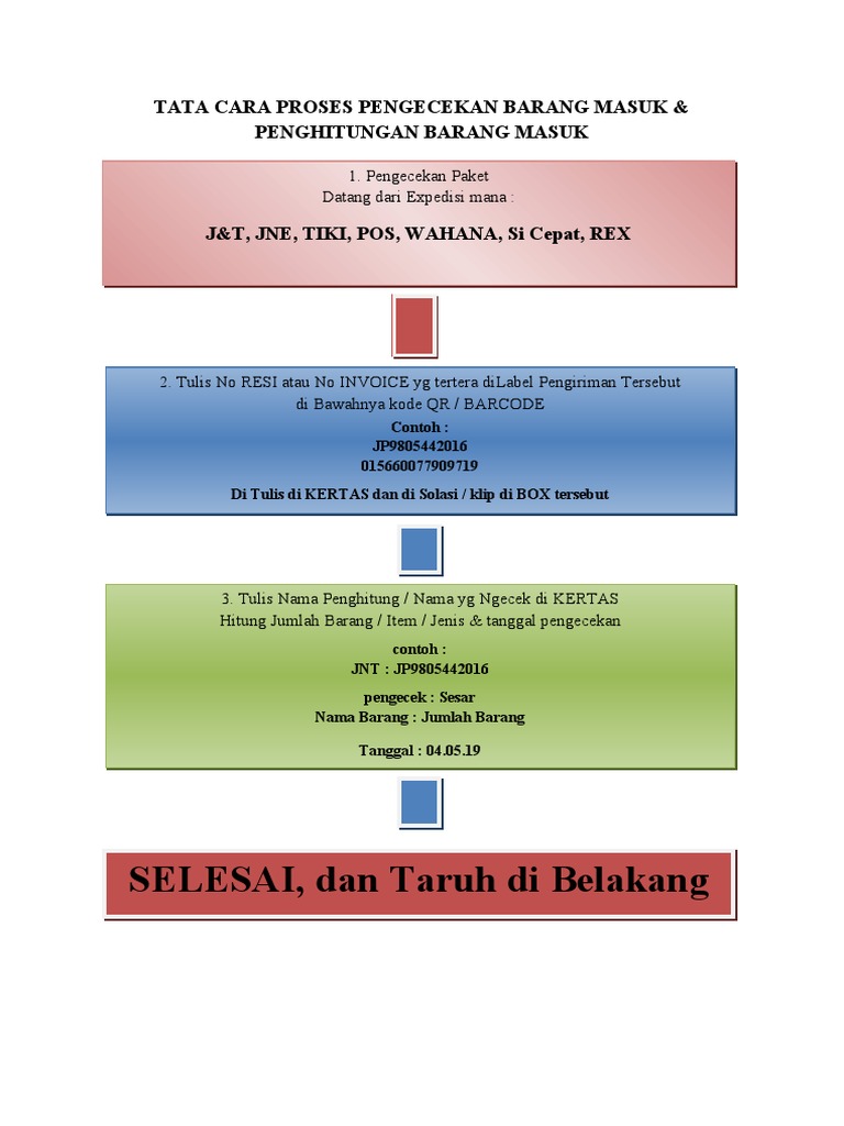 Tata Cara Proses Pengecekan Barang Masuk | PDF