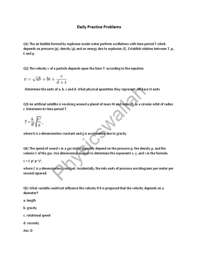 Daily Practice Problems 3 | PDF | Velocity | Gases