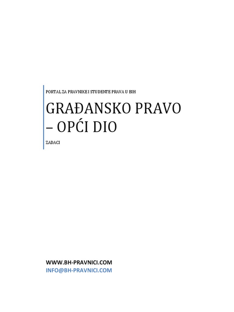 Gradjansko Pravo (Opci Dio) - Zadaci PDF | PDF
