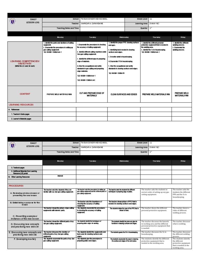 DLL Shielded Metal Arc Welding NCI | PDF | Personal Protective ...