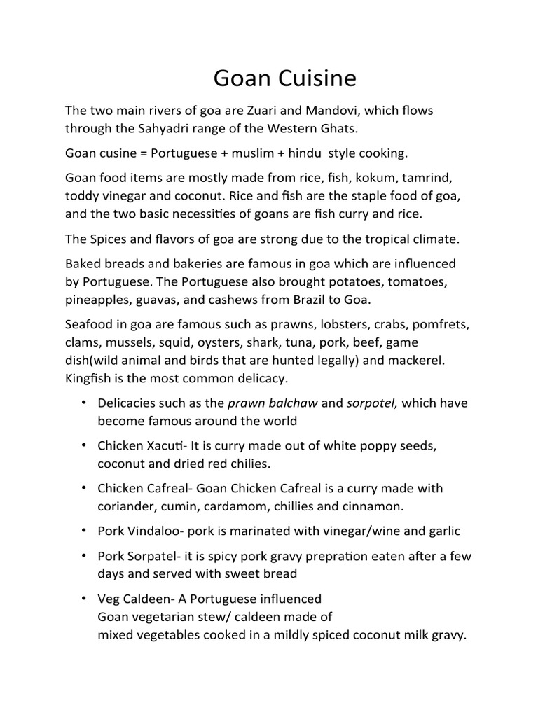 Goan Notes | PDF | Curry | Western Cuisine