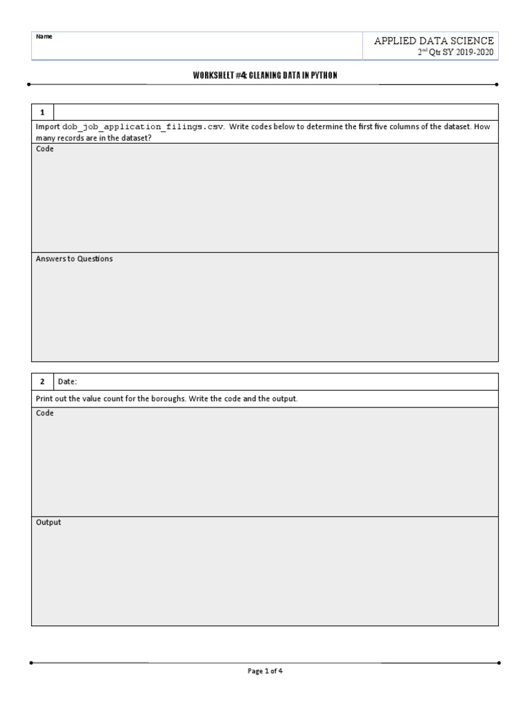 Applied Data Science: Page 1 of 4 | PDF | Comma Separated Values | Data