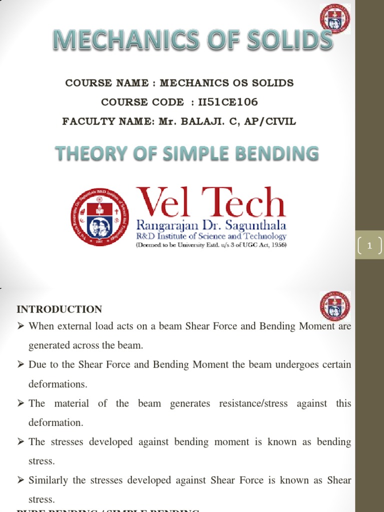 Theory of Simple Bending - Full1 | PDF | Bending | Beam (Structure)