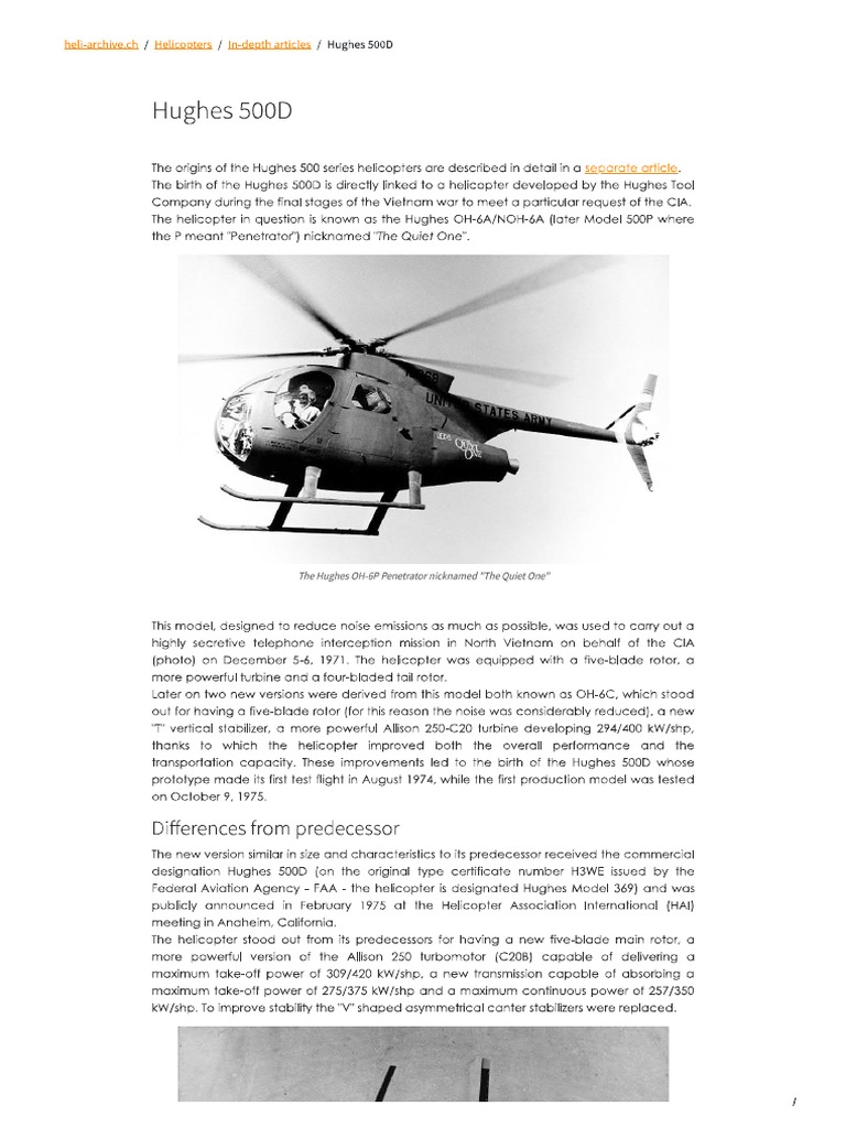 Hughes 369 - 500D Helicopter - Heli-Archive | PDF