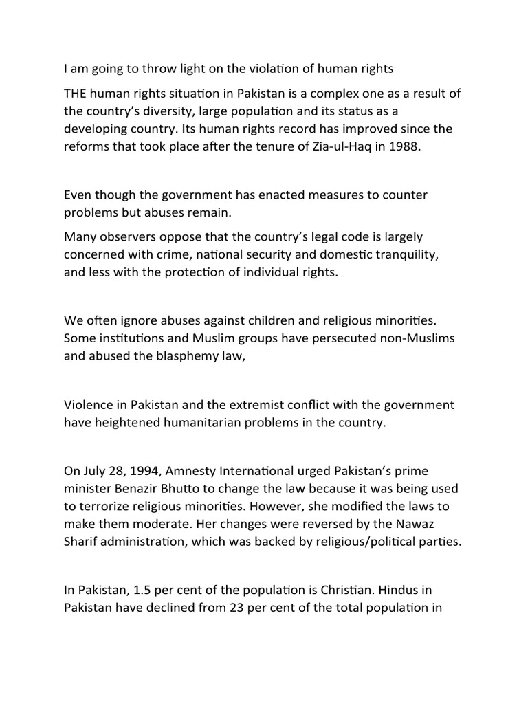 Violation of Human Rights | PDF | Pakistan | Benazir Bhutto