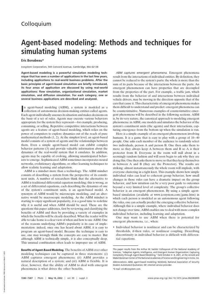 Agent-Based Modeling: Methods and Techniques For Simulating Human Systems | PDF | Agent Based ...