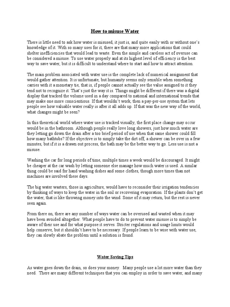 How To Misuse Water | PDF | Shower | Tap (Valve)