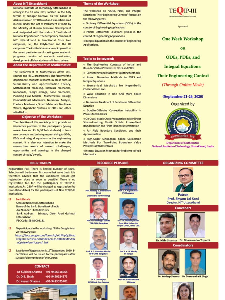 Nit Uttarakhand Brochure 26.08.2020 | PDF | Partial Differential ...
