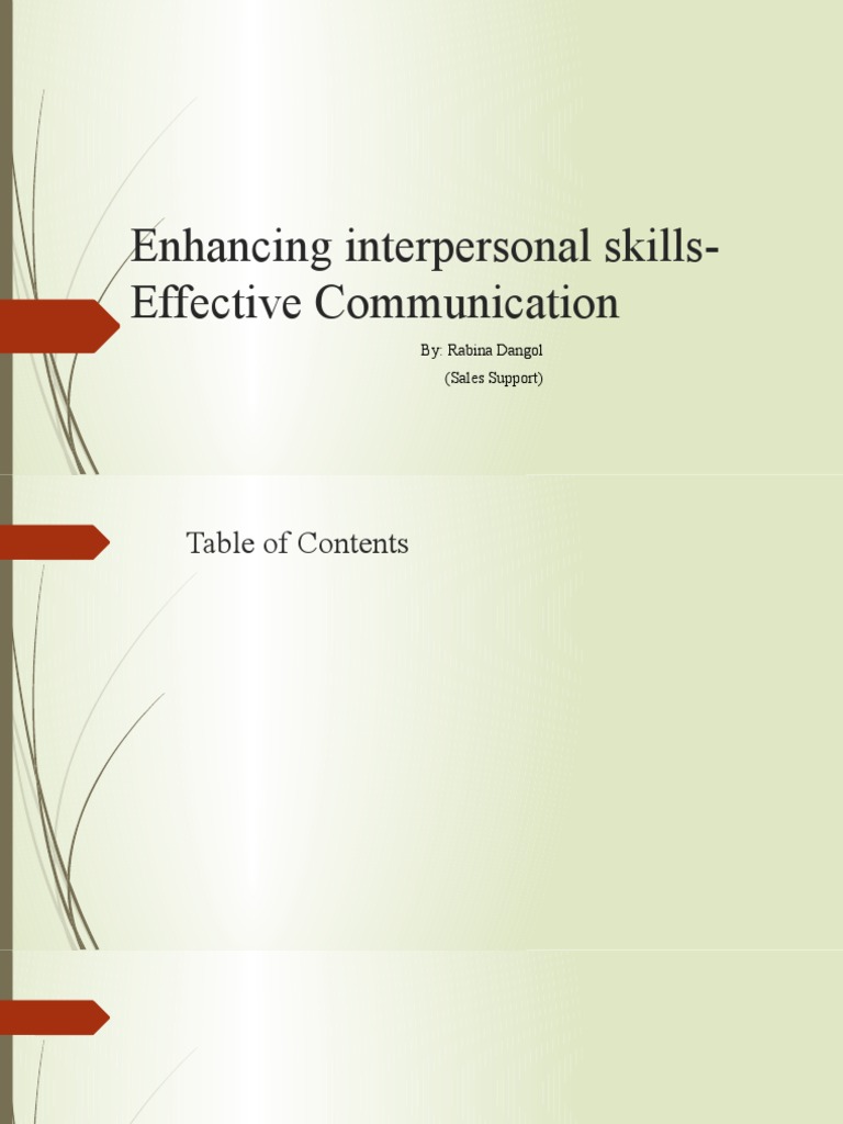 Enhancing Interpersonal Skills Effective Communication Pdf