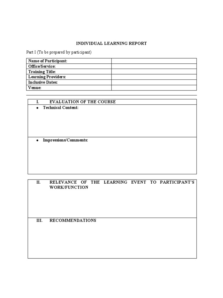 Individual Learning Report Template | PDF