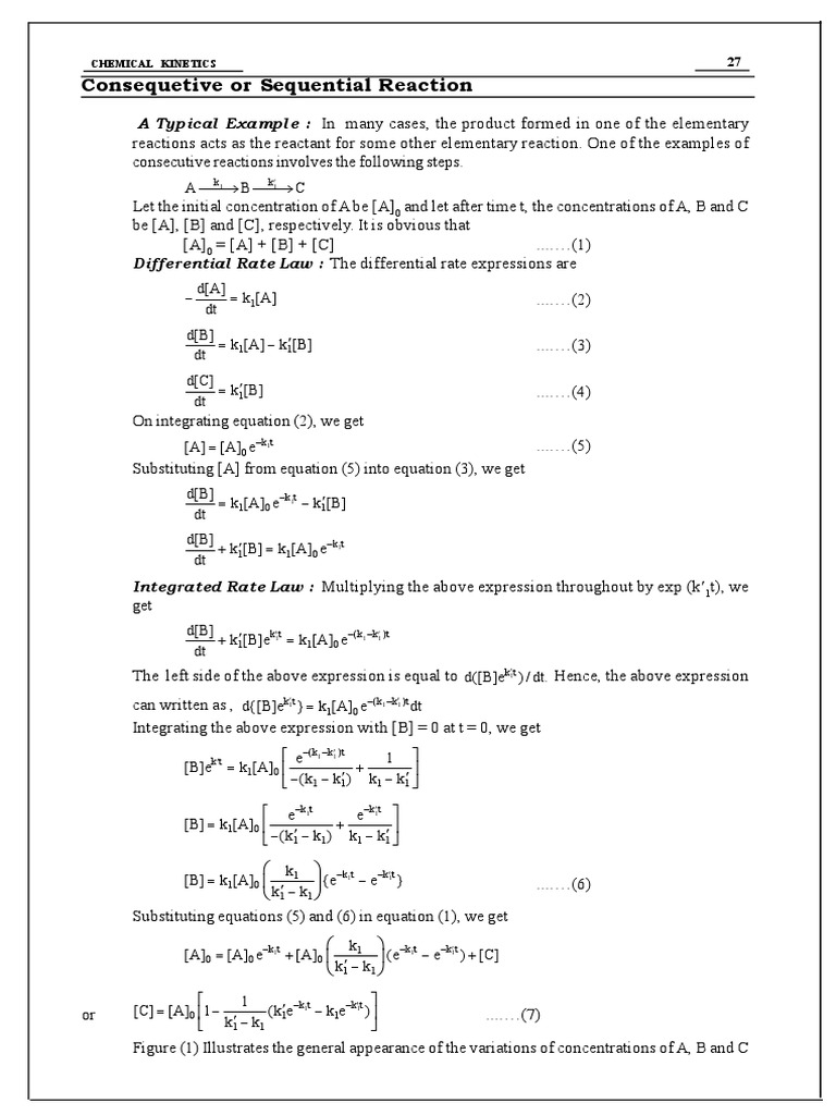 Consequetive or Sequential Reaction: Chemical Kinetics | PDF | Reaction ...