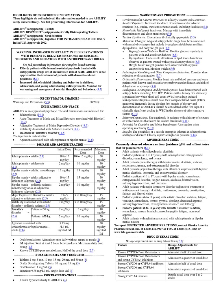 See Full Prescribing Information For Complete Boxed Warning | PDF | Atypical Antipsychotic ...