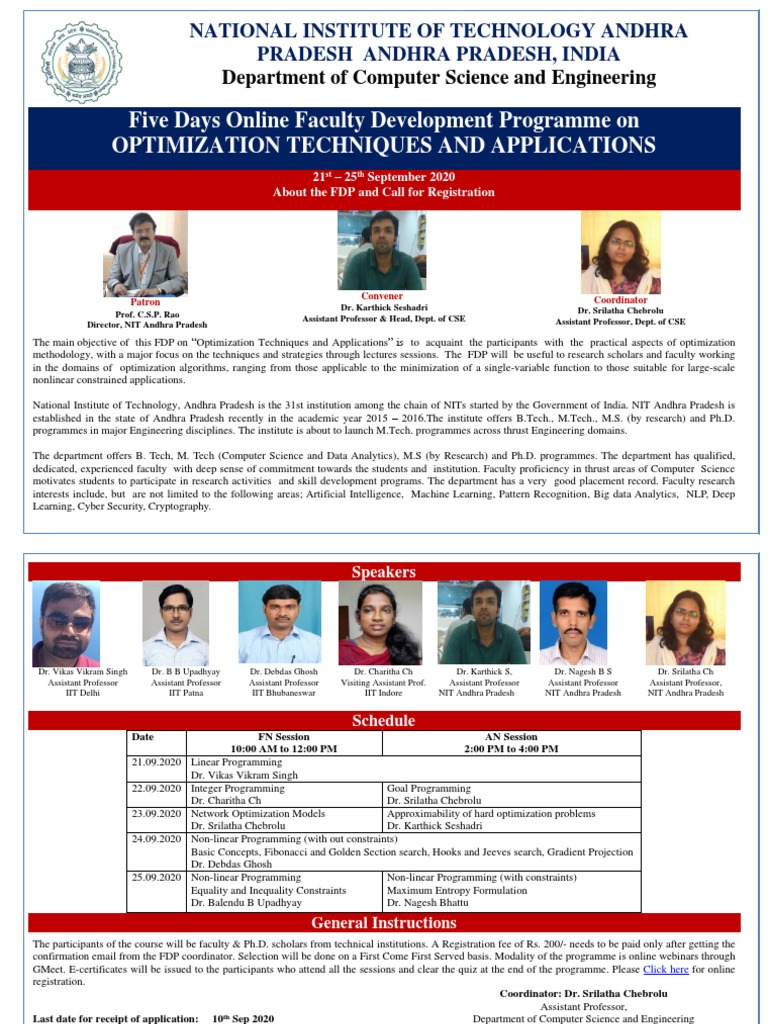 NIT Andhra OT Brochure | PDF | Mathematical Optimization | Computer Science