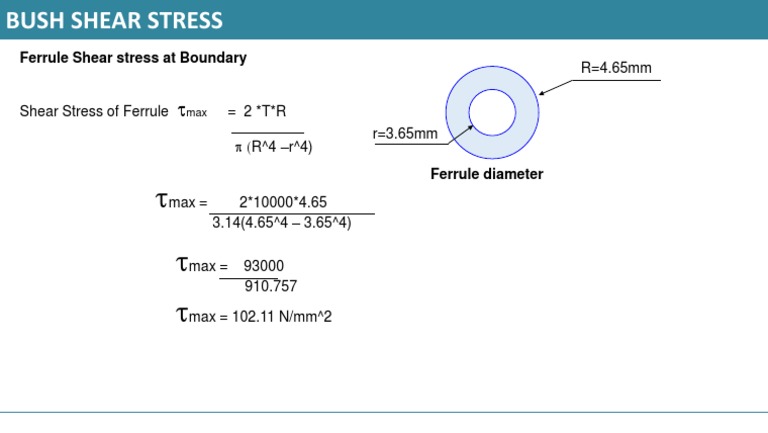 Bush Shear Stress Calculation PDF | PDF | Teaching Methods & Materials