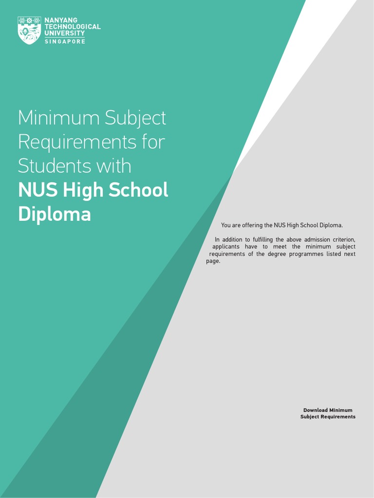 Minimum Subject Requirements For Students With NUS High School Diploma ...