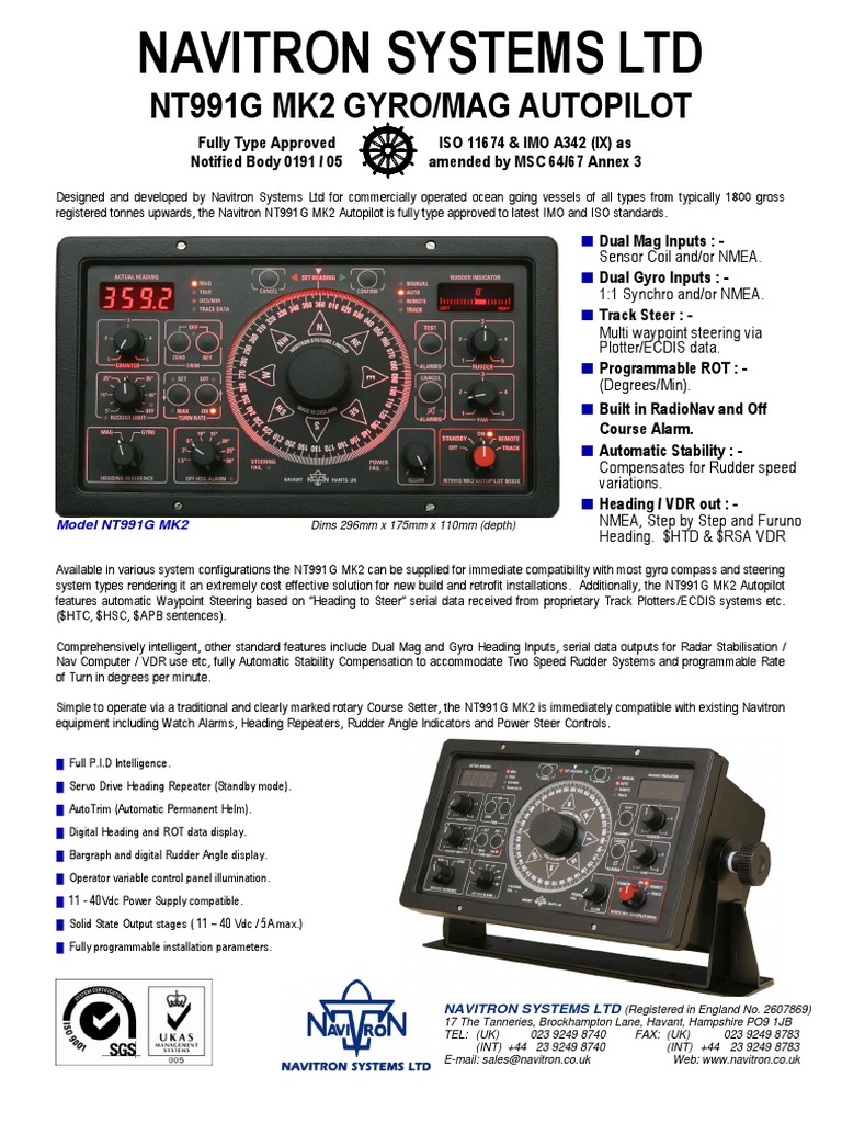 Nt991G Mk2 Gyro/Mag Autopilot | PDF | Rudder | Electrical Engineering
