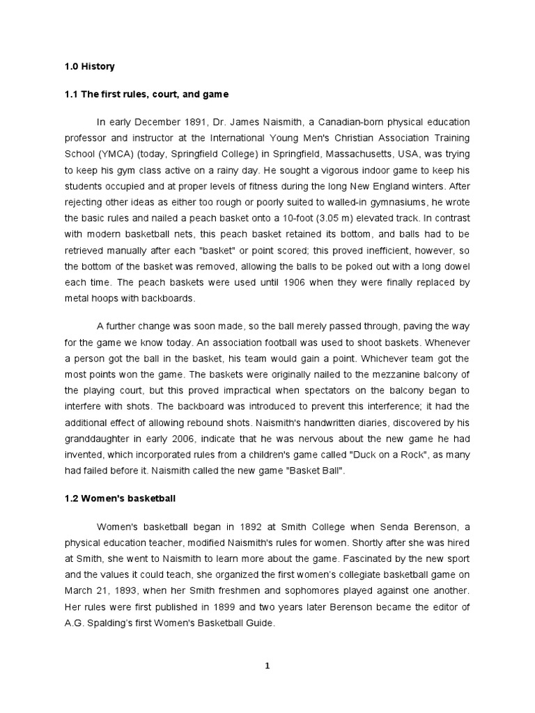 1.0 History 1.1 The First Rules, Court, and Game | Download Free PDF ...