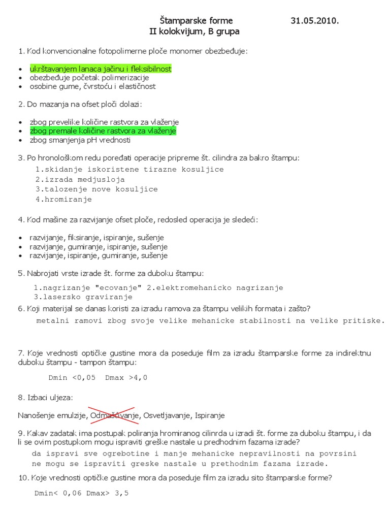 II Kolokvijum St. Forme B Grupa 2 | PDF