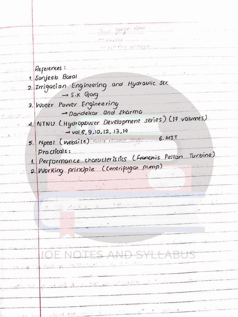 Hydropower Engineering Handwritten Notes PDF | PDF