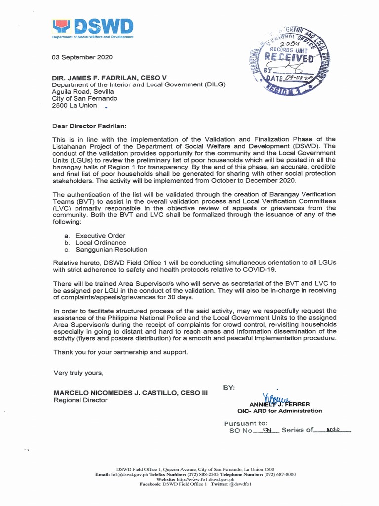 Letter-Request From DSWD | PDF