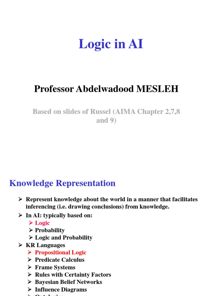 03 - Logic in AI | PDF | Knowledge Representation And Reasoning ...