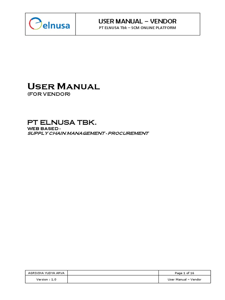 Attach 4 USER MANUAL - SCM - VENDOR (BILINGUAL) | PDF