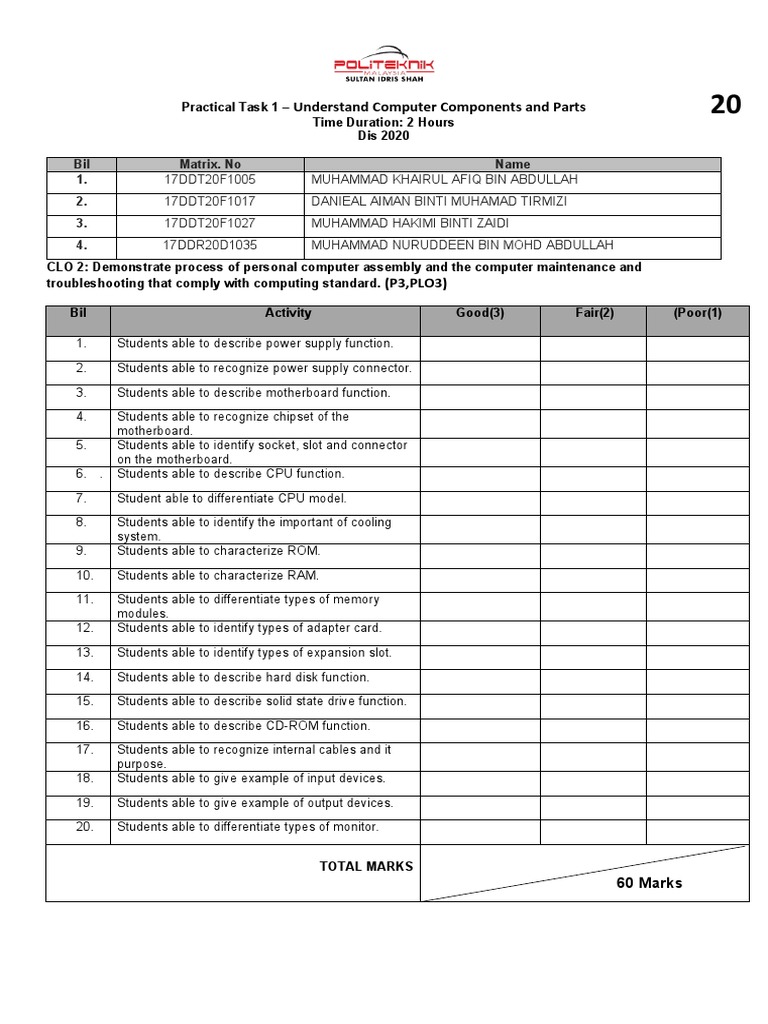 Practical Task 1 - Understand PC Components and Parts | PDF | Personal ...