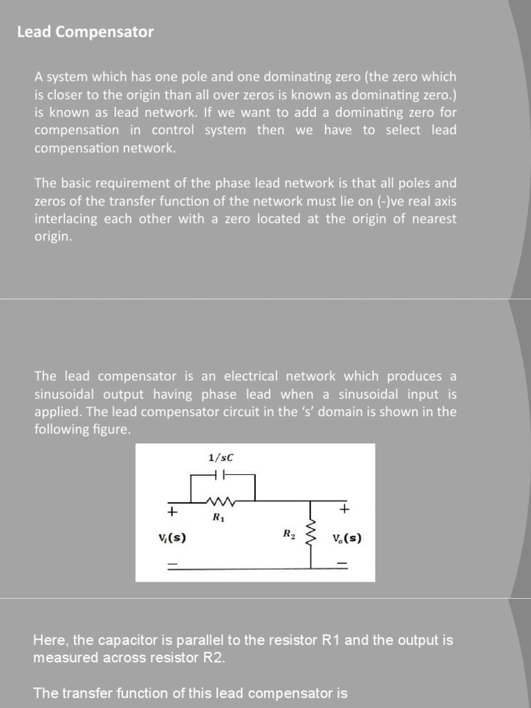 Lead Compensator in Control Systems | PDF