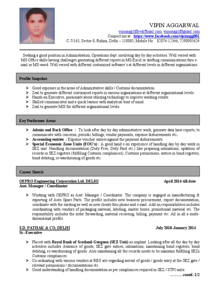 CV Vipin Aggarwal | PDF | Business
