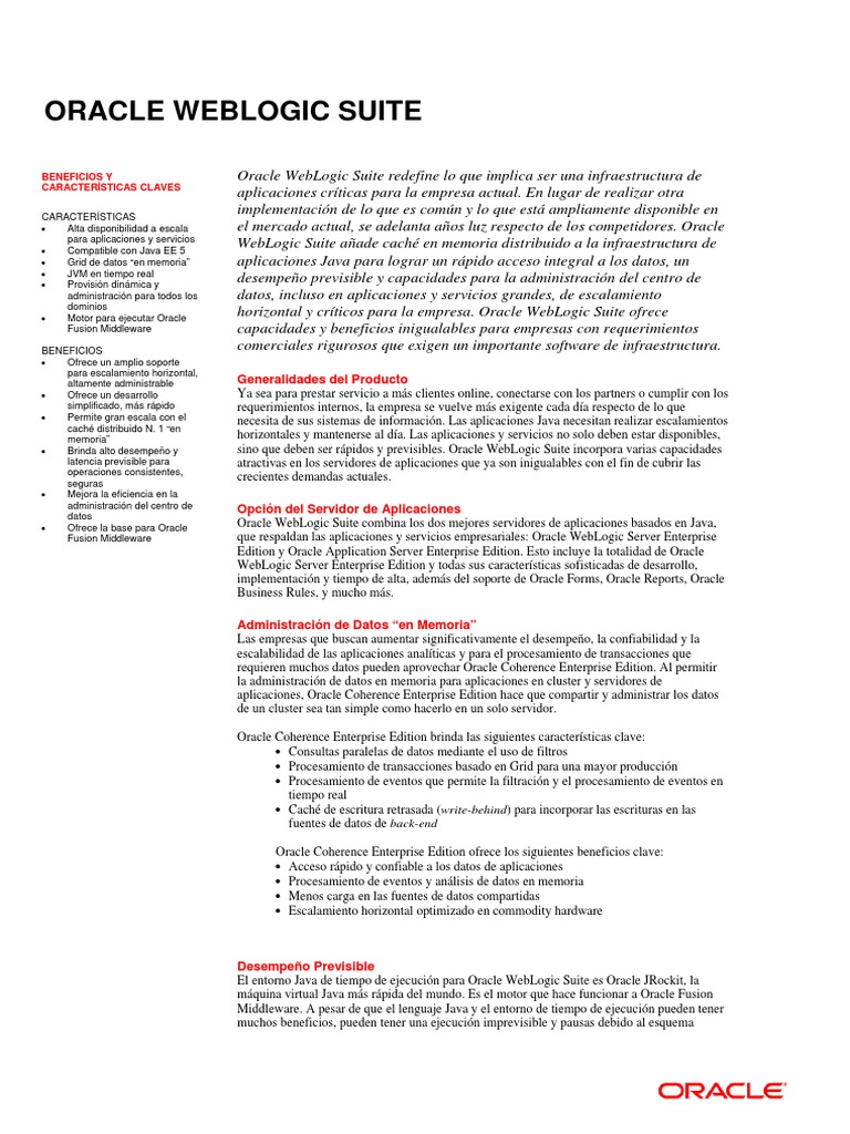 Oracle Weblogic Suite 427130 Esa Pdf Pdf Oracle Corporation Middleware