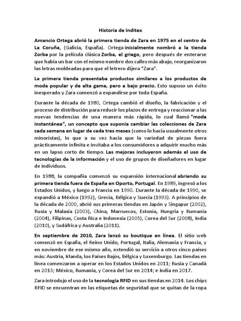 Historia de Inditex | PDF | Business